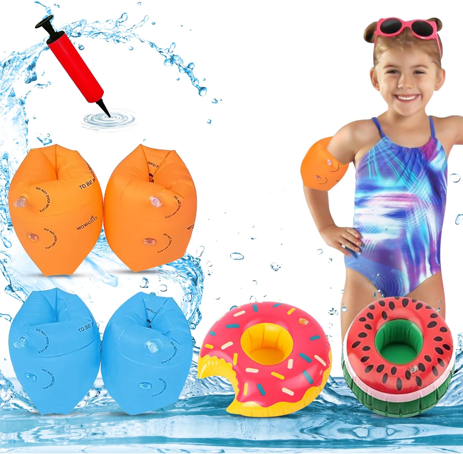Amazon.com: Kids Arm Floaties 2-Set - Inflatable PVC Flotation Arm ...
