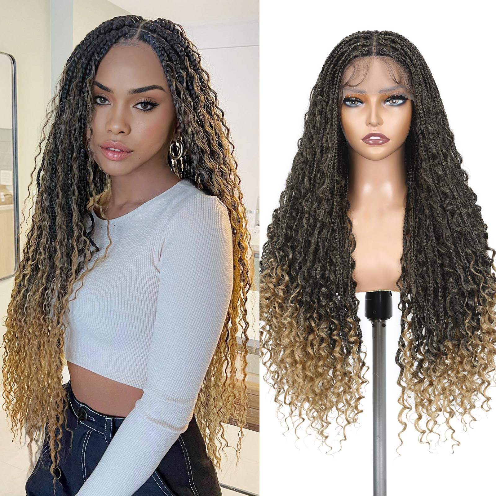 Amazon.com : Lady Miranda Braided Wigs for Black Women Lace Front ...