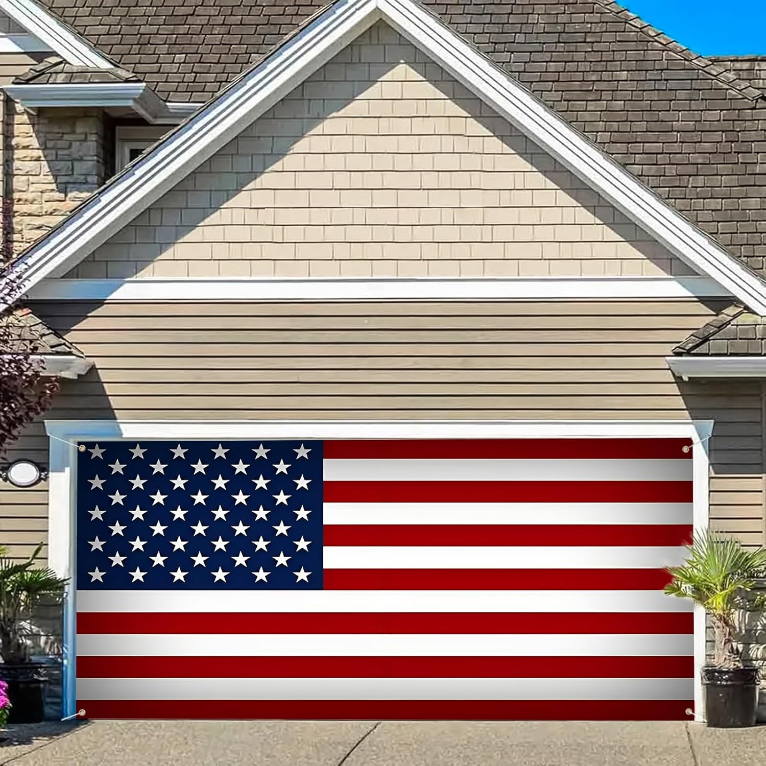 Amazon.com: D-Lumina American Flag Garage Door Decorations, USA Flag ...