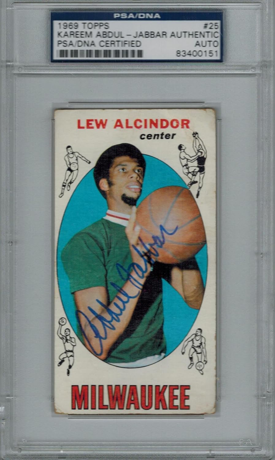 Kareem Abdul-Jabbar Signed Bucks 1969-70 Topps Rookie Card #25 (Creased ...