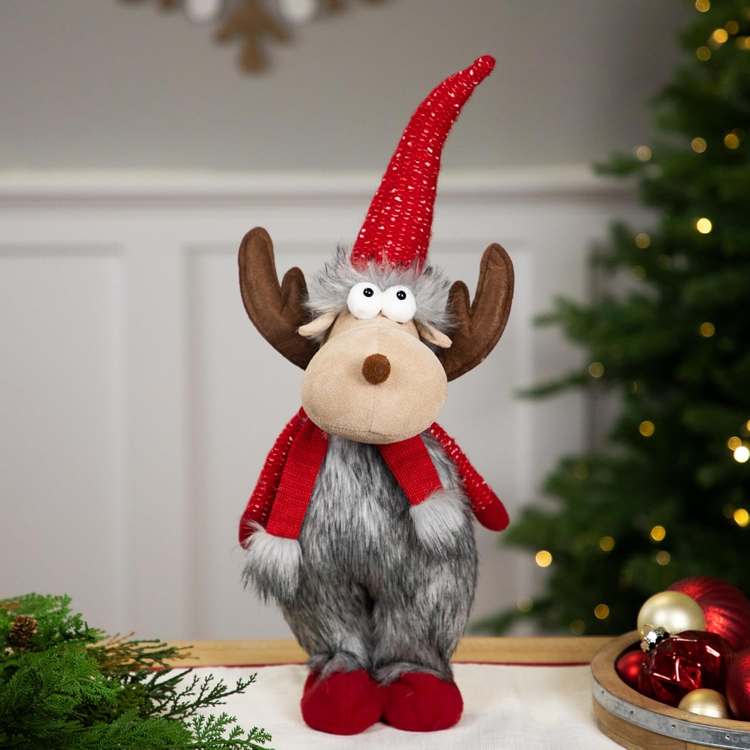 Amazon.com: Northlight Standing Plush Moose Christmas Figure, 20", Gray ...