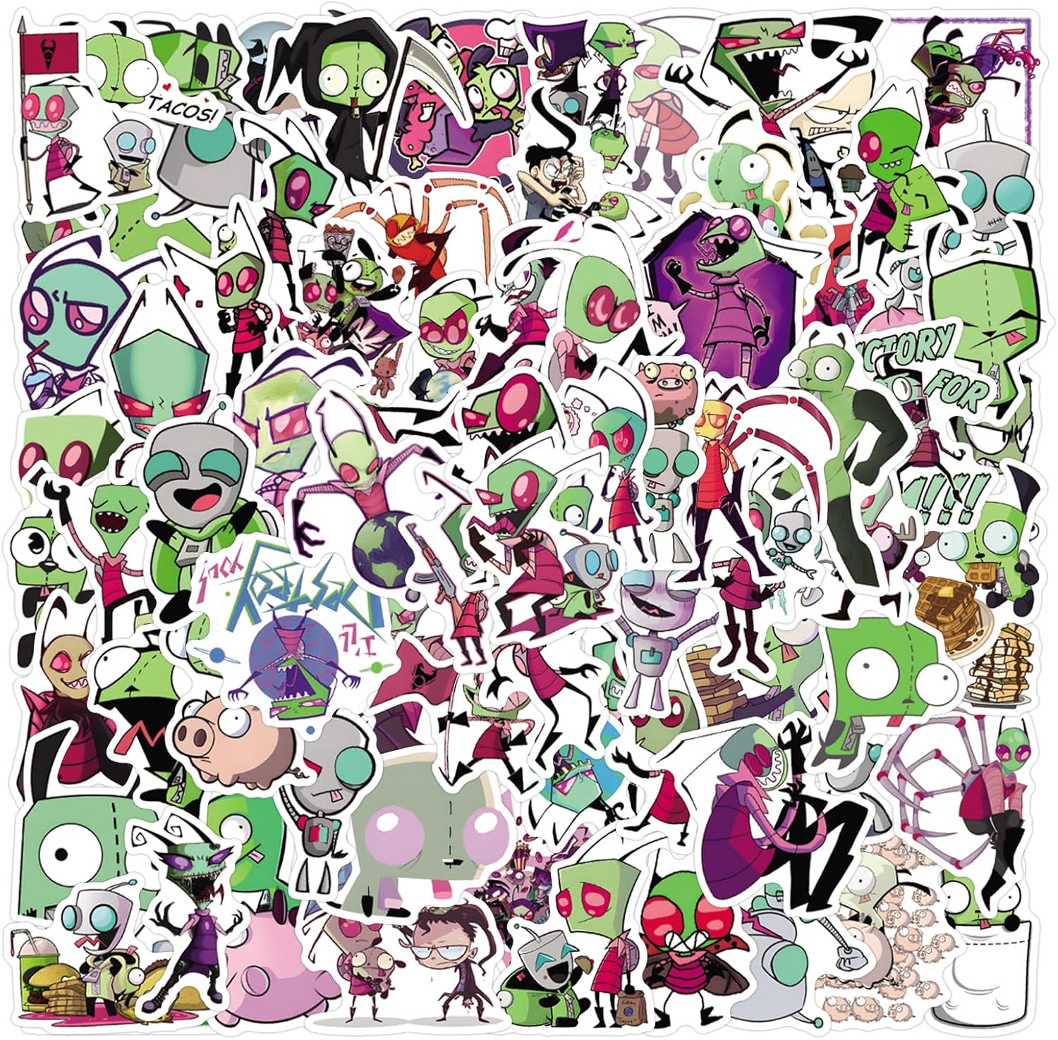 Amazon.com: 100PCS Invader Zim Merch Stickers, Anime Comedy Movie Vinyl ...