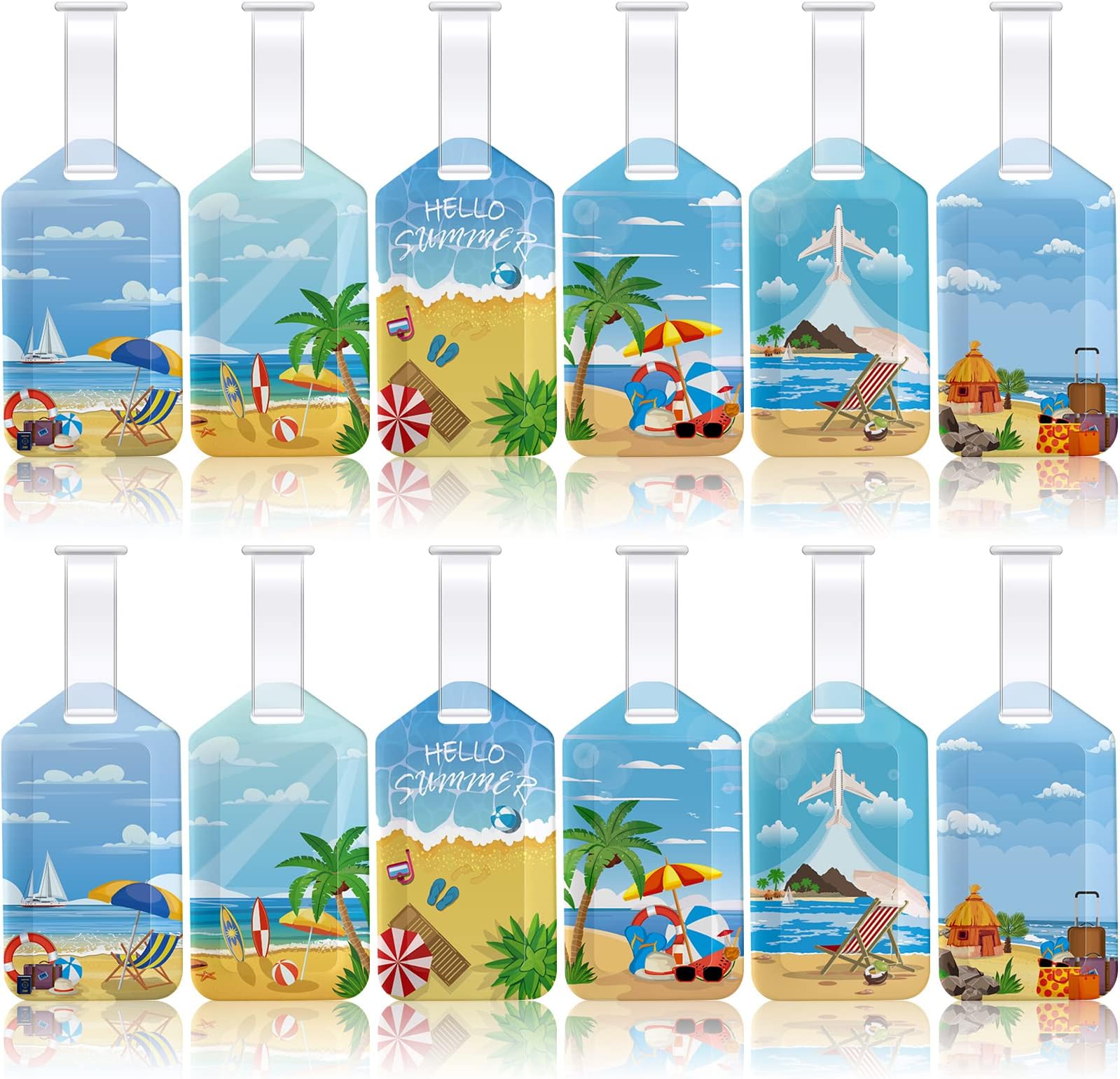 Amazon.com: 12 Pieces Hello Summer Luggage Tag Summer Beach Bag Tags ...