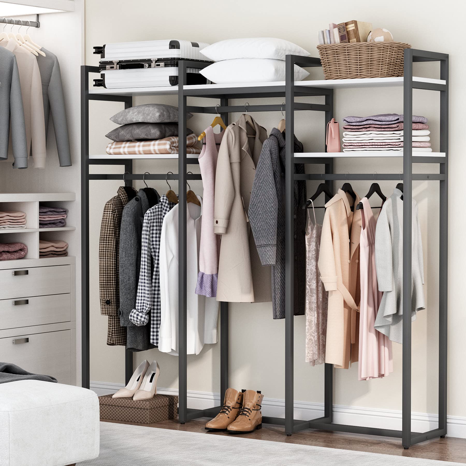 Tribesigns Freestanding Closet Organizer, 75 inch Garment Rack with ...