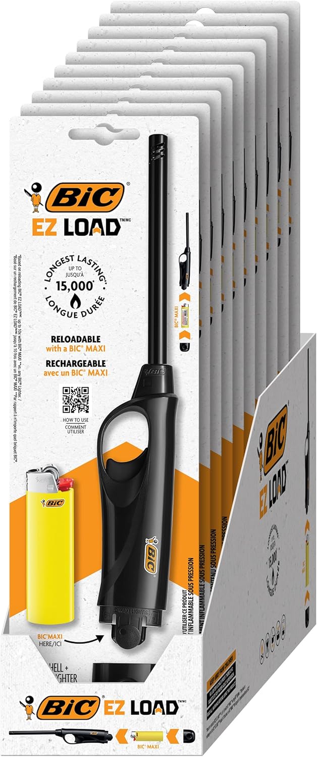 Amazon.com: BIC EZ Load Lighter, Reloadable Multi Purpose Lighter, Pack ...