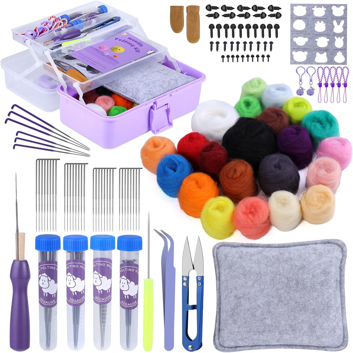 Amazon.com: JUPEAN Needle Felting Kit Needle Felting Supplies Felting ...
