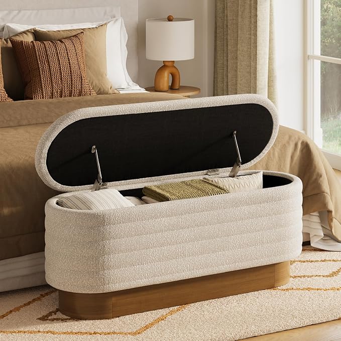 Amazon.com: 41" Upholstered Storage Bench - Soft Boucle Bench for ...