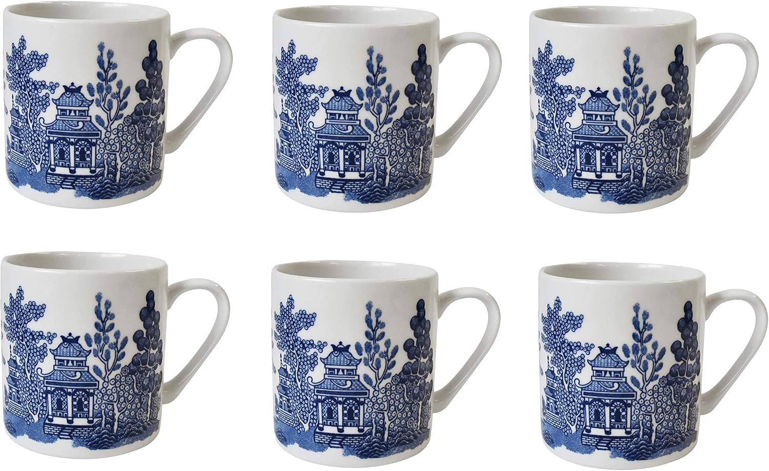 Amazon.com | Churchill Blue Willow Mugs 12 Oz, Set Of Six, Made in ...