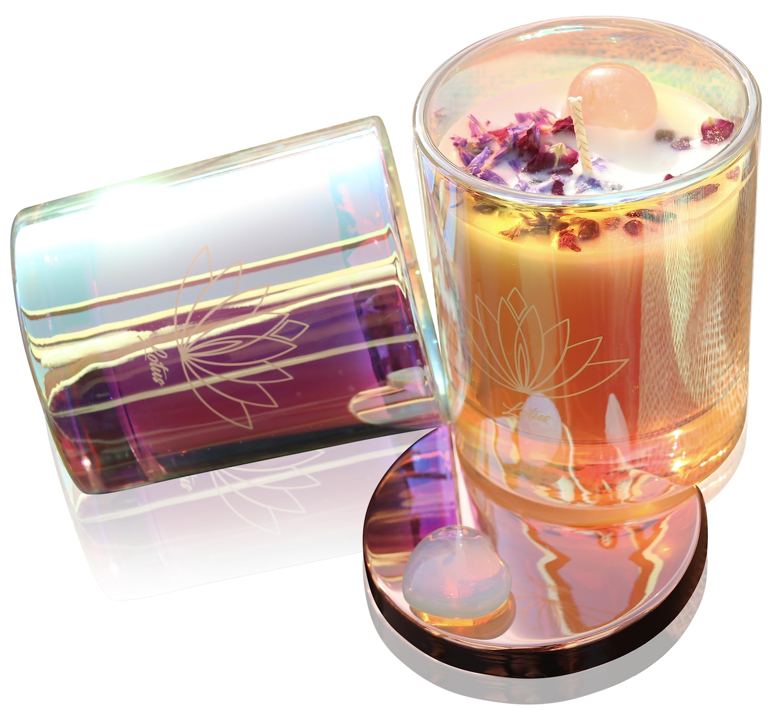Amazon.com: Rose Quartz & Amethyst Crystal Infused Candle - 9oz, 100% ...