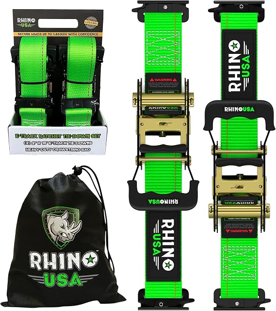 Rhino USA E Track Ratchet Tie Down Straps (4,500lb Break Strength ...