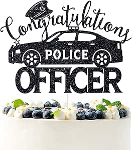 Amazon.com: Black Glitter Congratulations Officer Cake Topper, Congrats Officer 2025/Class of ...