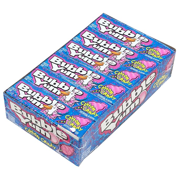 Amazon.com : Bubble Gum Cotton Candy Flavored Gum, 18 Packs of 5 Pieces ...