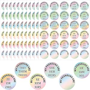 600 Pcs My Pronoun are Stickers They Them Theirs Gender Identity Labels ...