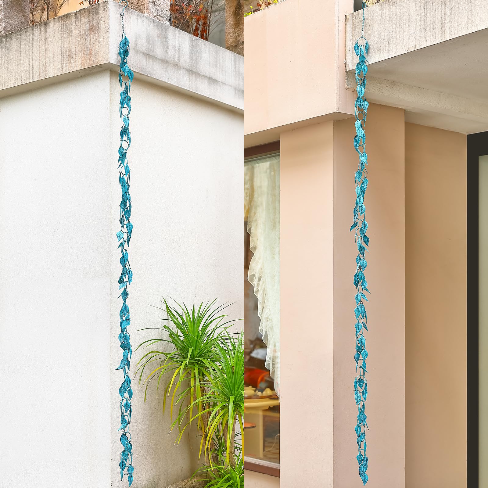 Snapklik.com : Leaves Rain Chain, 8.5 Ft Rain Chains For Gutters And ...