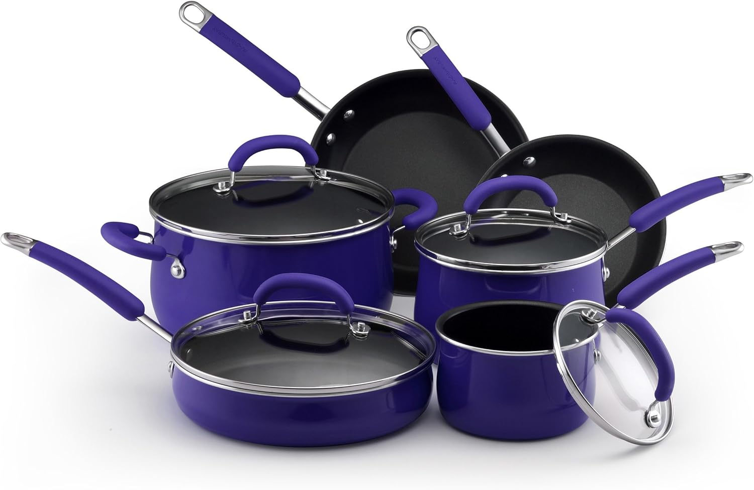 Amazon.com: Rachael Ray Porcelain Nonstick Cookware 10-Piece Cookware ...