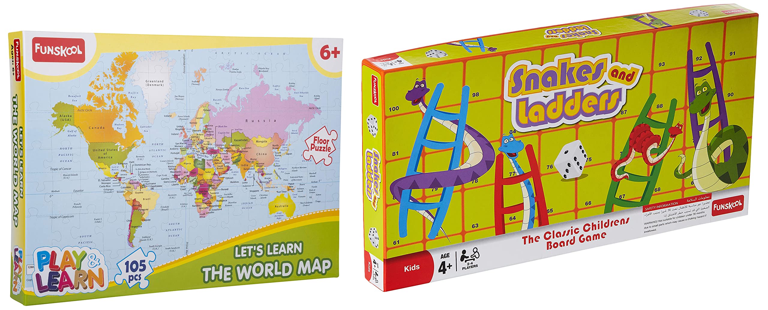 Buy Funskool - Play & Learn-World Map,Educational,105 Pieces,Puzzle,for ...