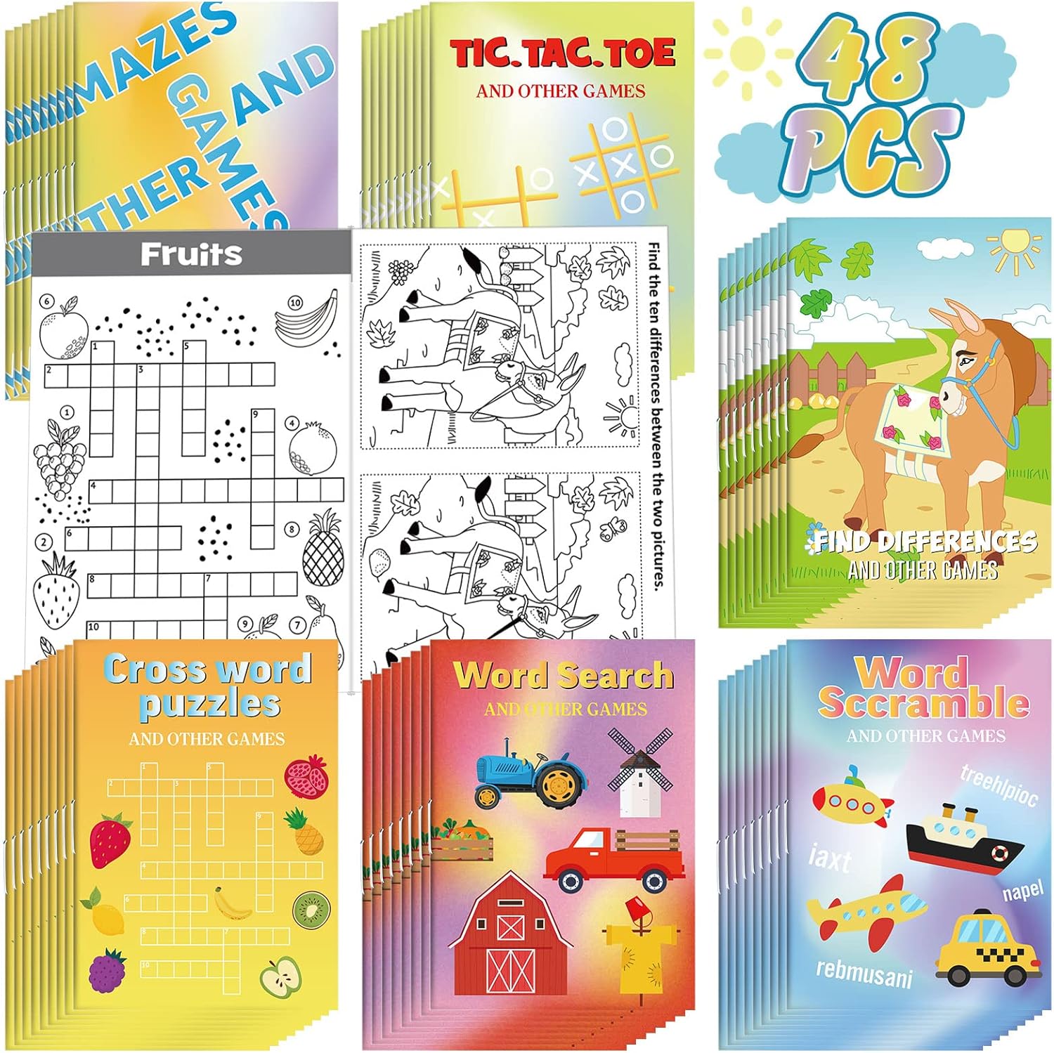 Amazon.com: 48 Pcs Mini Activity Books for Kids, Mini Fun and Games ...