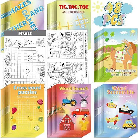 Amazon.com: 48 Pcs Mini Activity Books for Kids, Mini Fun and Games ...
