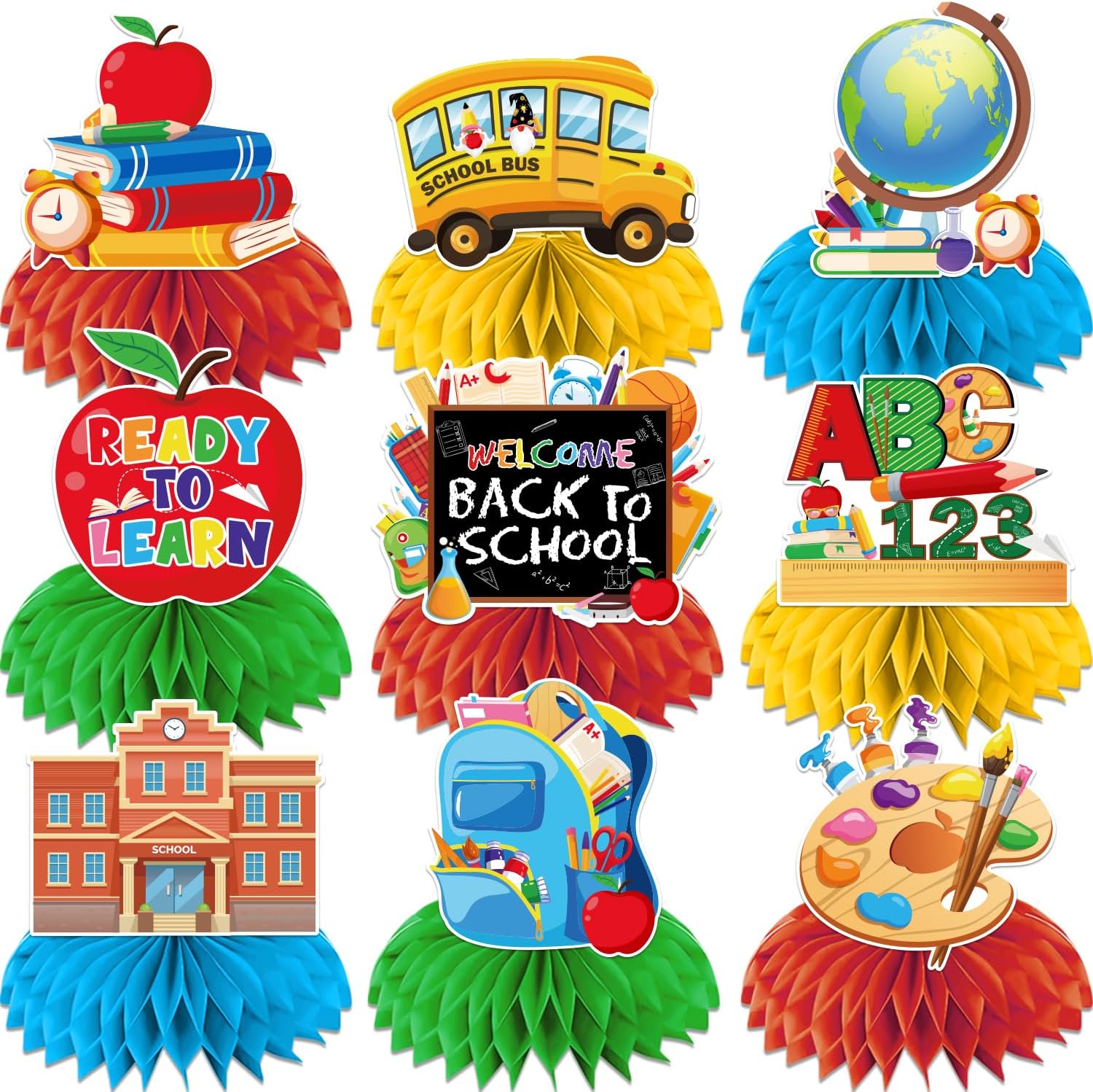 Amazon.com: Back To School Decorations Honeycomb Centerpiece, 9 Pcs ...