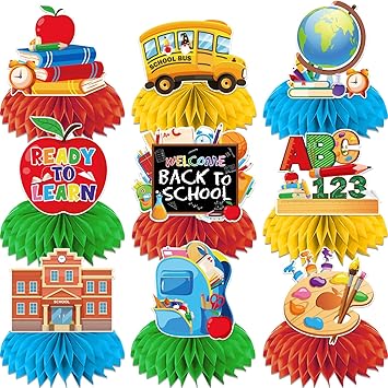 Amazon.com: Back To School Decorations Honeycomb Centerpiece, 9 Pcs ...
