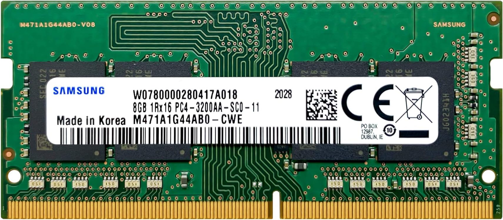 Samsung 16GB DDR4 3200MHz SODIMM PC4-25600 CL22 2Rx8 1.2V 260-Pin SO ...