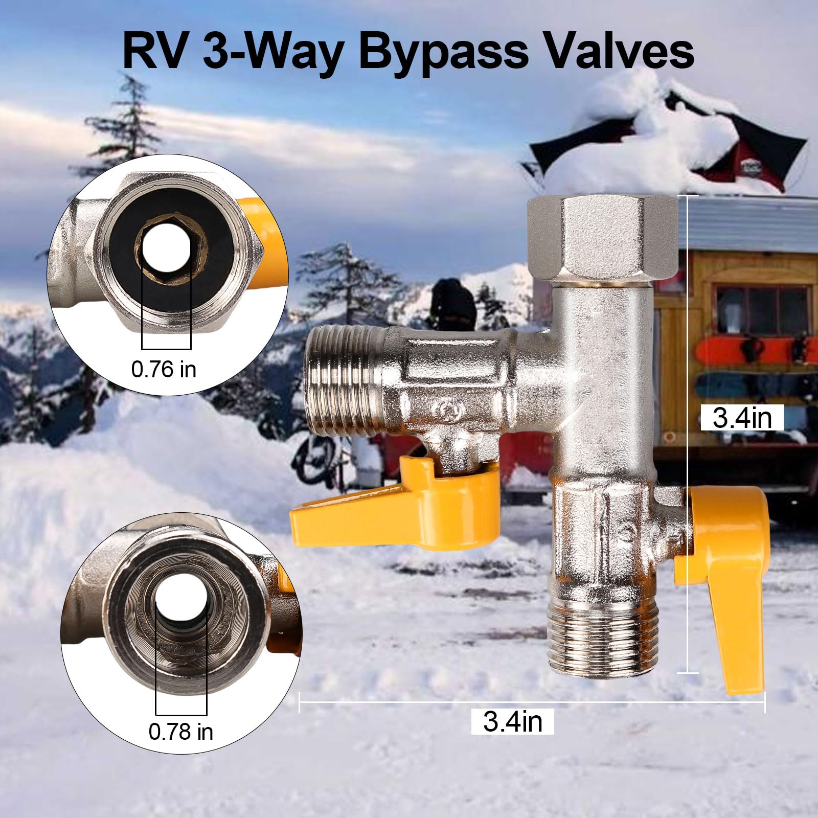 Snapklik.com : RV 3-Way By-Pass Valves Replacement, Solid Brass 3-Way ...
