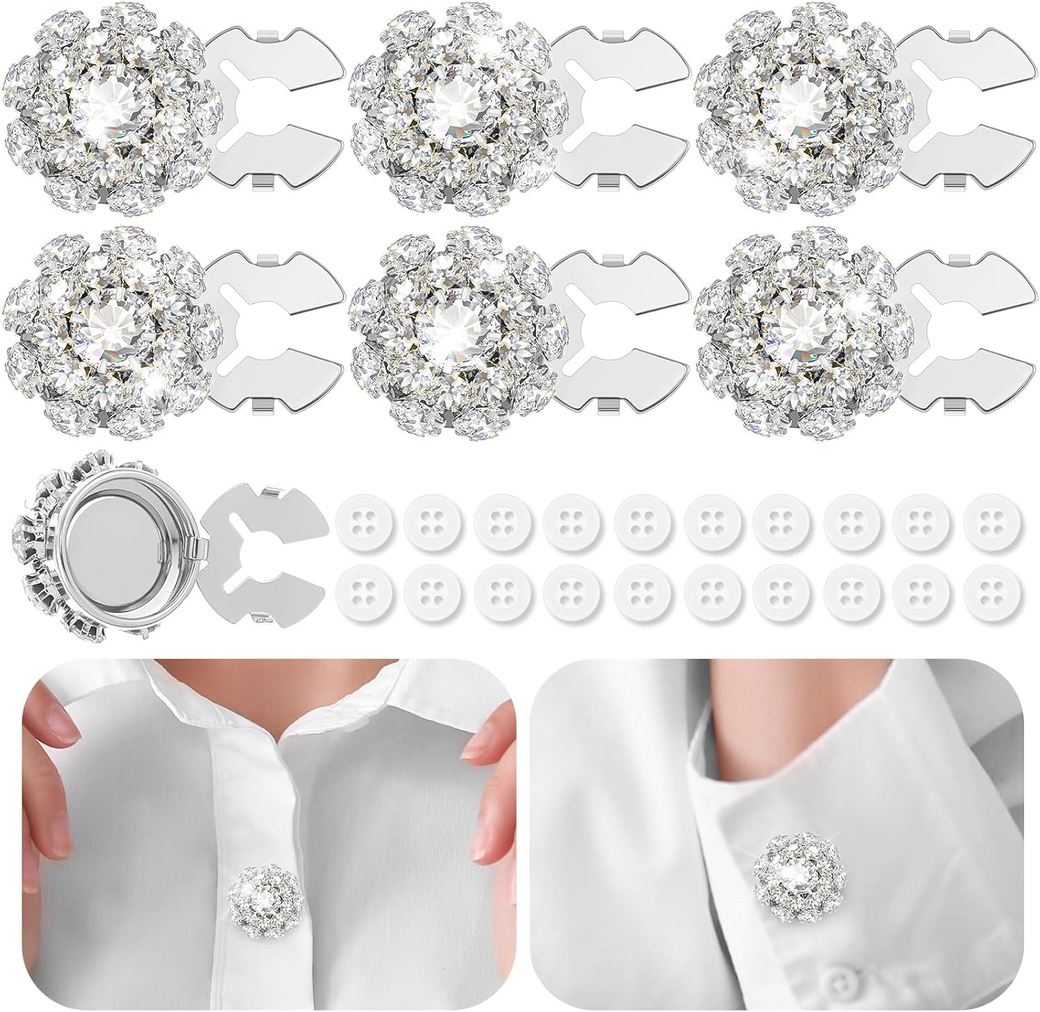 Amazon.com: Solsew 6 Sets Button Covers Rhinestone Covers with 20 Pcs ...