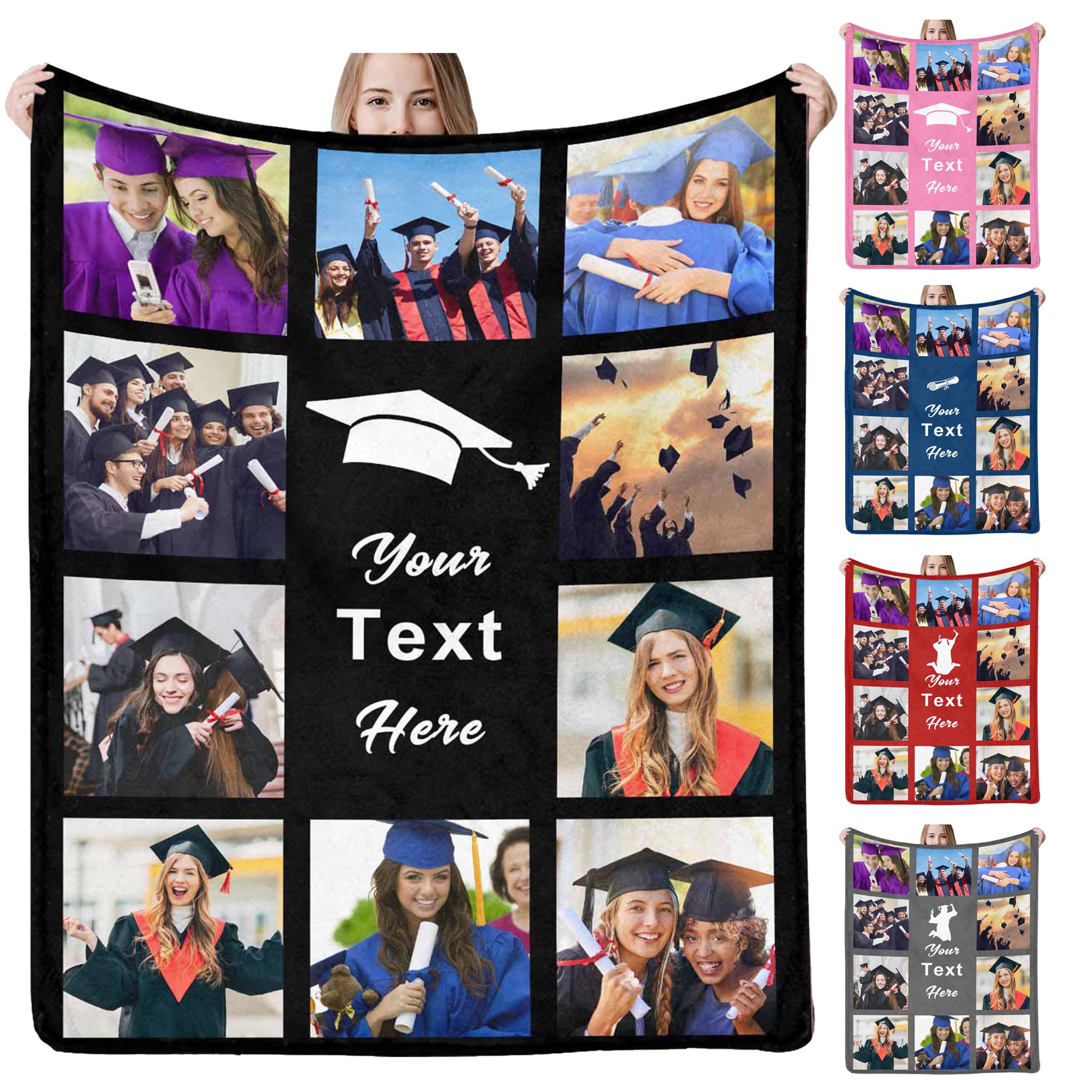 Amazon.com: Custom Graduation Blanket with Photos Class of 2024 ...