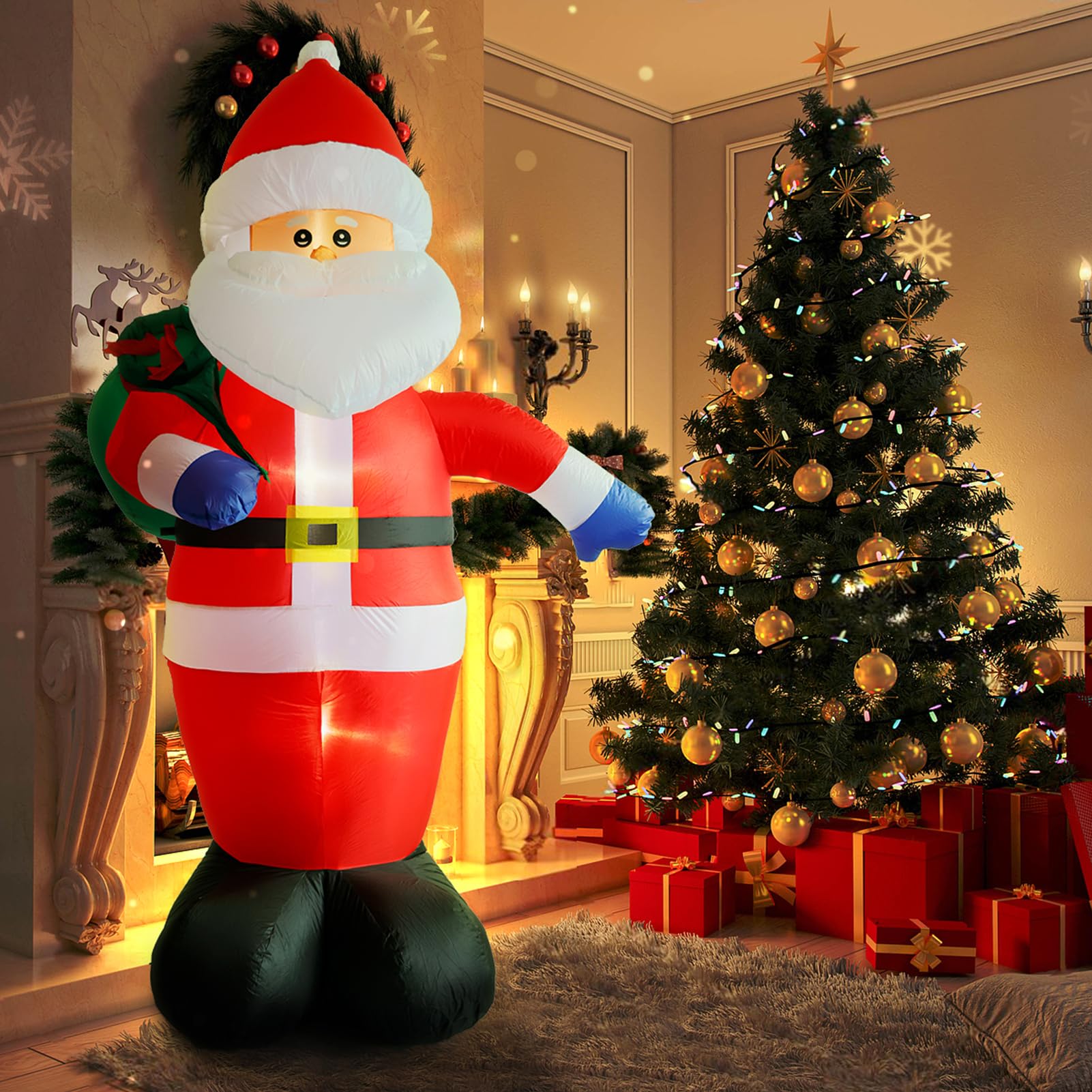 Amazon.com: 8 FT Christmas Inflatable Santa Outdoor Decoration with ...