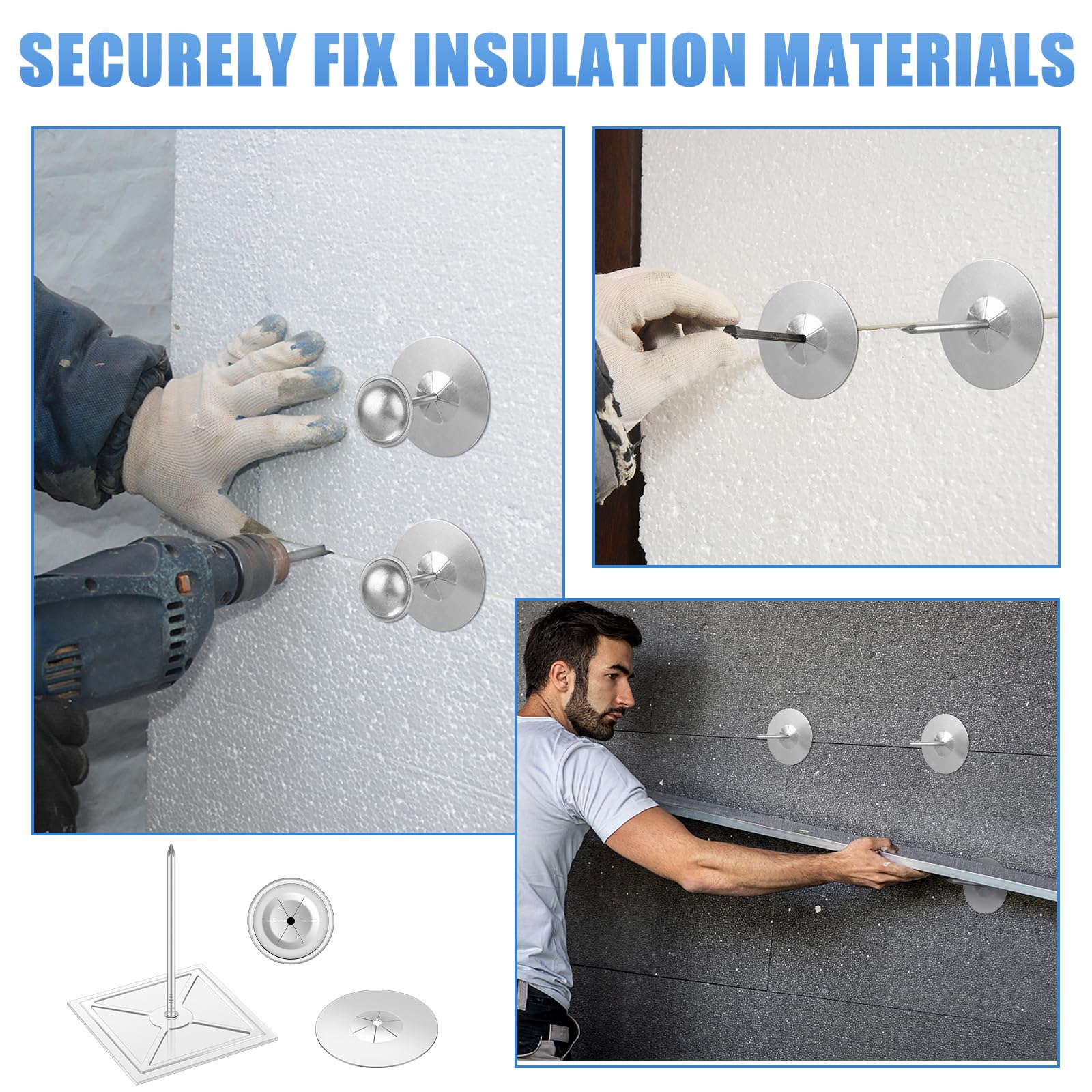 Snapklik.com : 300Pcs Self Stick Insulation Pins 2-1/2 Inch, 1.5 Inch ...