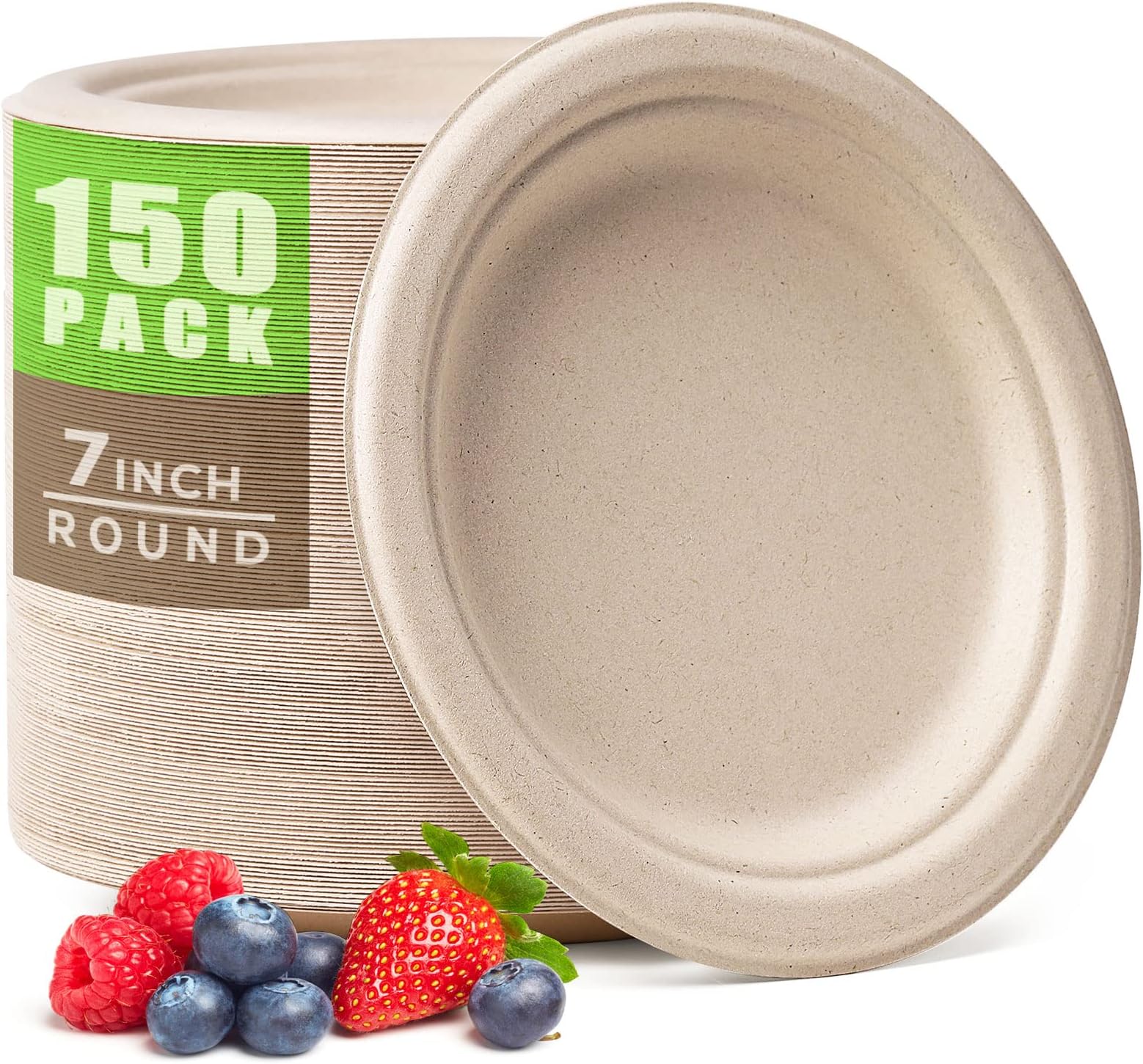 Amazon.com: 100% Compostable Paper Plates Heavy Duty - 150 Pack ...