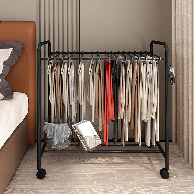 Amazon.com: Floor Telescopic Pants Rack with Hangers and Wheel, Multi ...