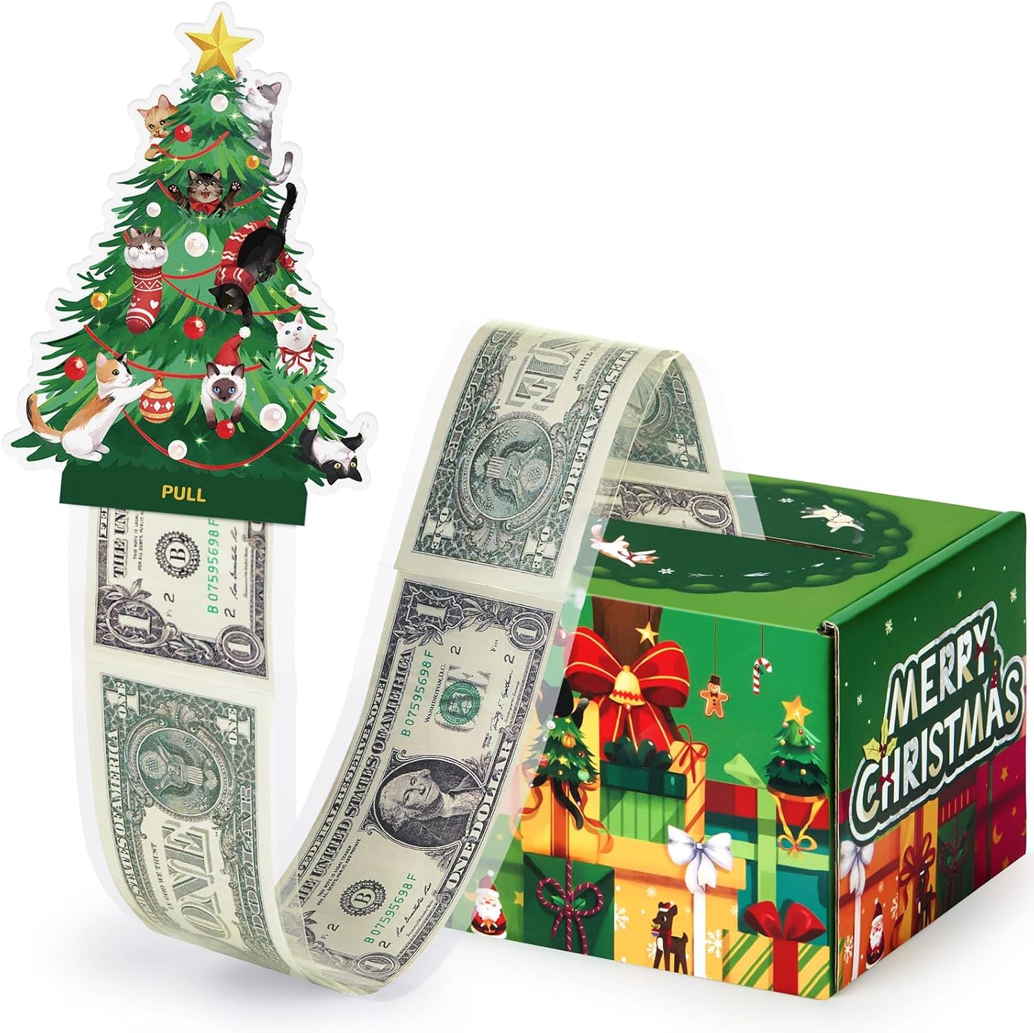 WERNNSAI Christmas Money Box for Cash Gift - Christmas Tree Surprise ...