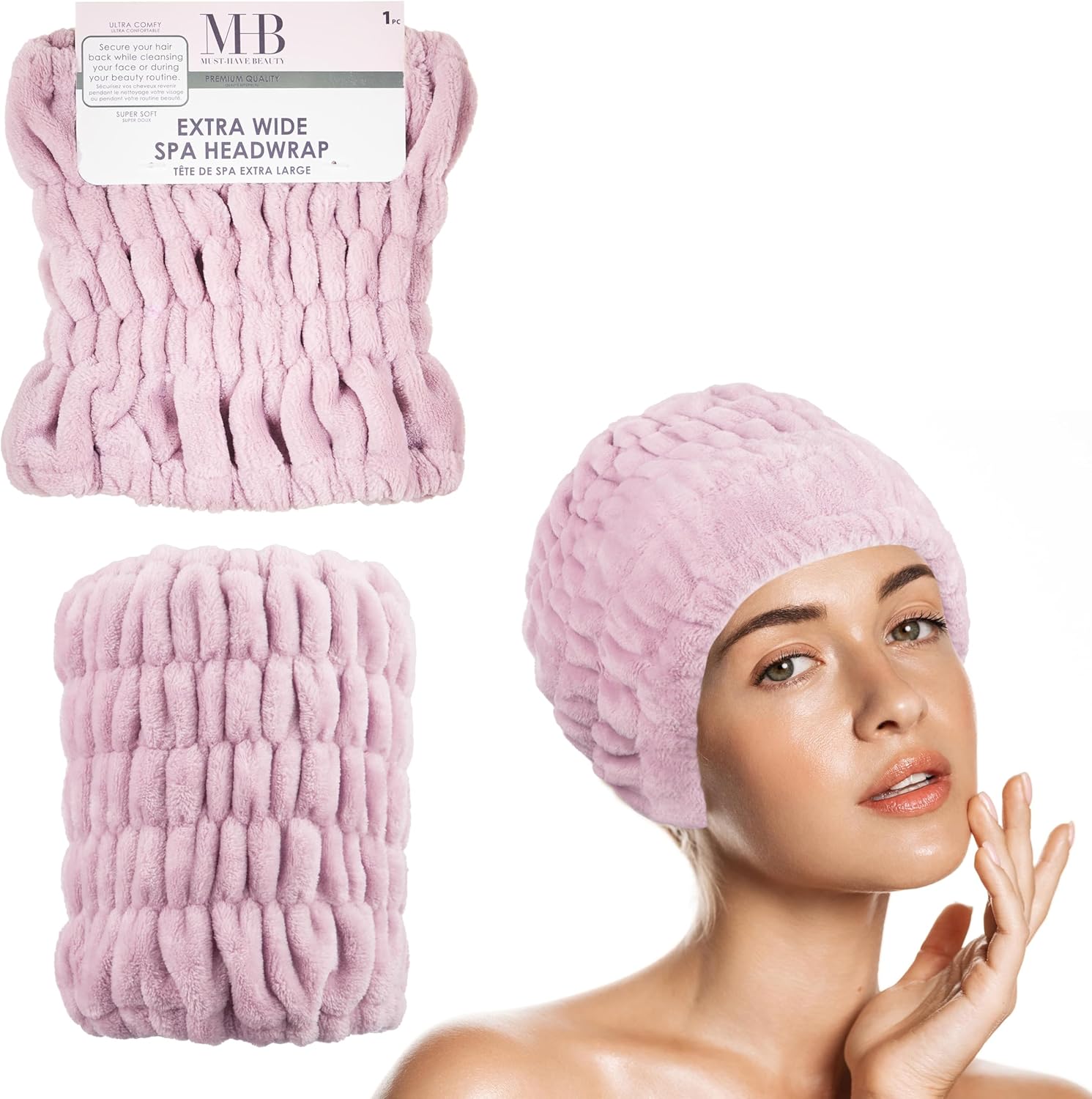 Amazon.com : Expressions Extra Wide Spa Headwrap - Pink, 1pc Super Soft ...