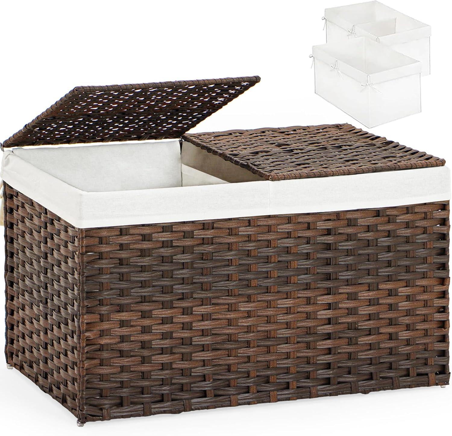 Amazon.com: SETVSON Storage Basket with Lid Rattan Woven Storage ...