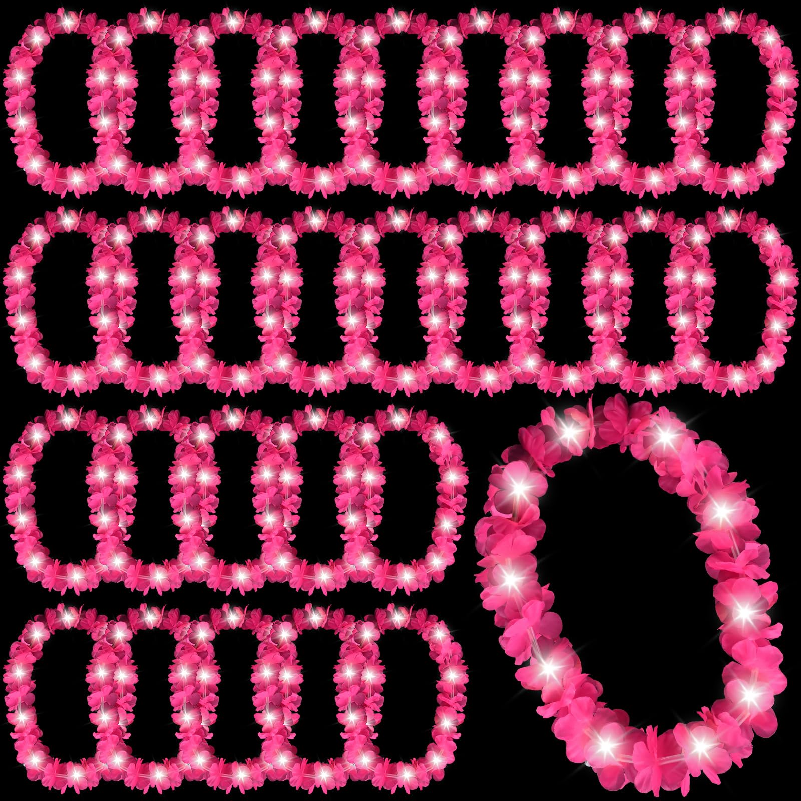 Amazon.com: Sherr 24 Pcs Light up Hawaiian Leis LED Light up Flower ...