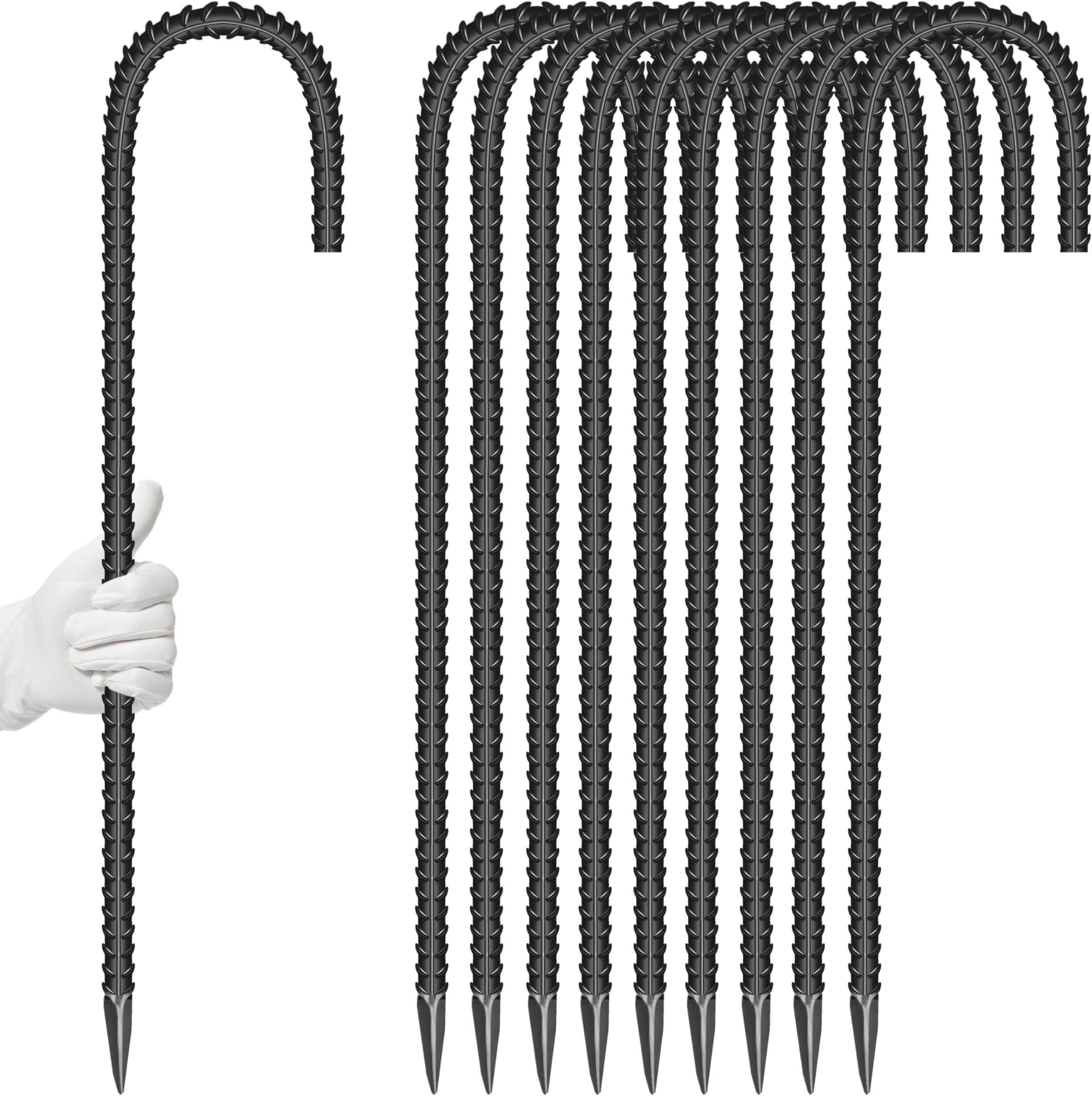 Amazon.com : Trident Fence 18 inch Steel J Hook Rebar Ground Stakes (8 ...