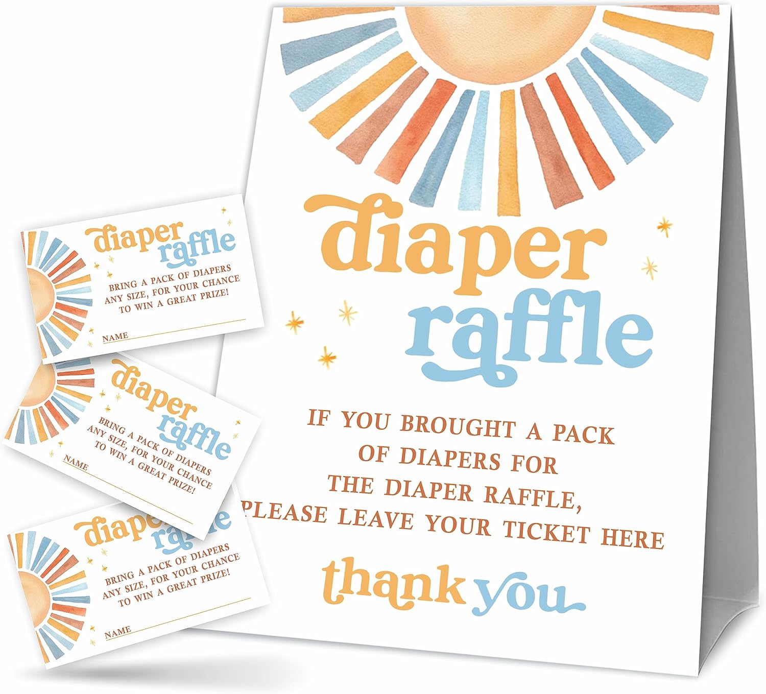 Amazon.com: Baby Shower Diaper Raffle Game Set, Retro Watercolor ...