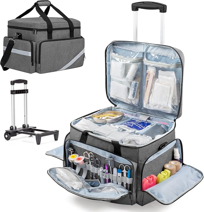 Amazon.com: Trunab Rolling Medical Bag with Detachable Trolley, Nurse ...
