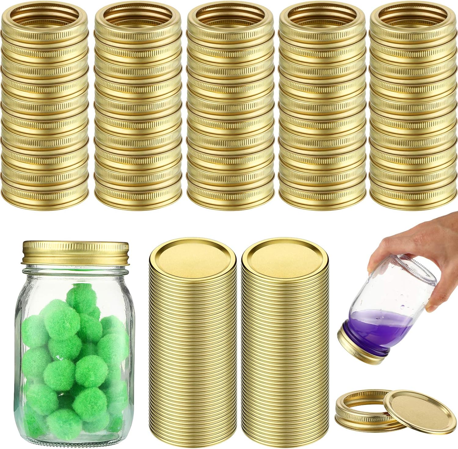 Amazon.com: 100 Pieces Canning Jar Lid and Ring Regular Mouth Jar Ring ...
