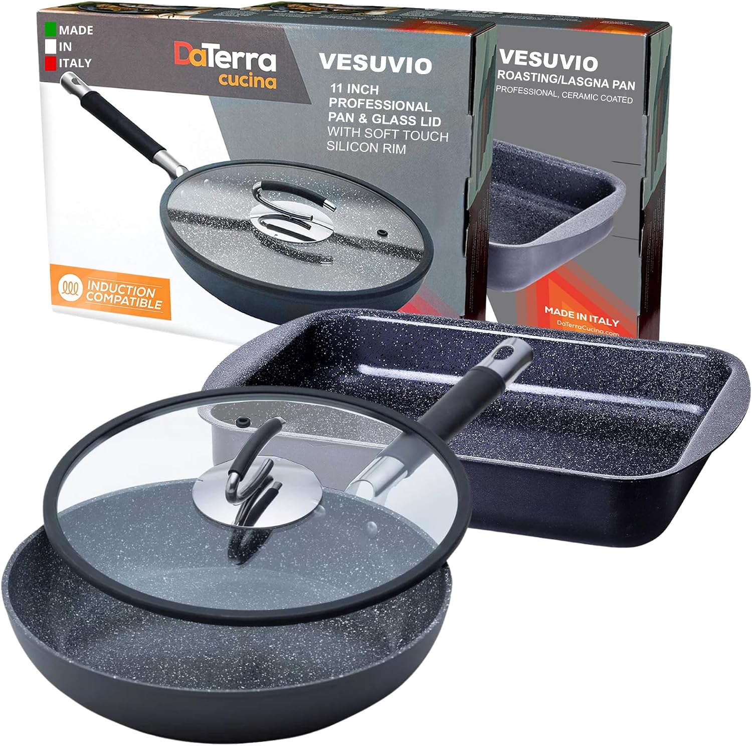 Amazon.com: DaTerra Cucina Nonstick Supper Bundle – 11" Frying Pan with ...