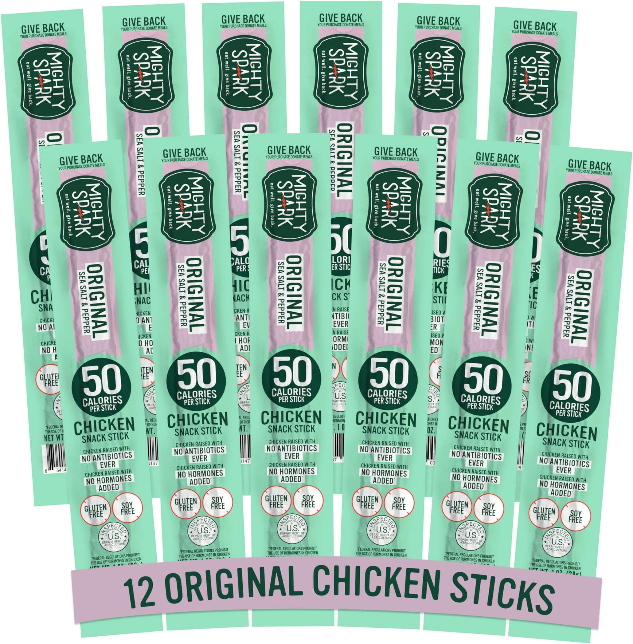 Amazon.com: Mighty Spark Chicken Snack Sticks - Original Sea Salt ...