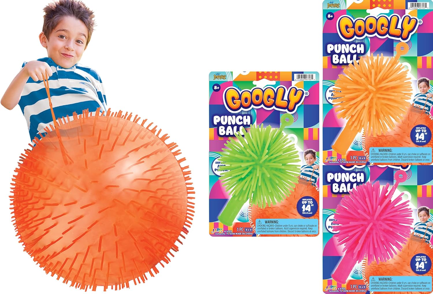 Amazon.com: JA-RU Giant Googly Punch Ball with Rubber Spikes (3 Packs ...