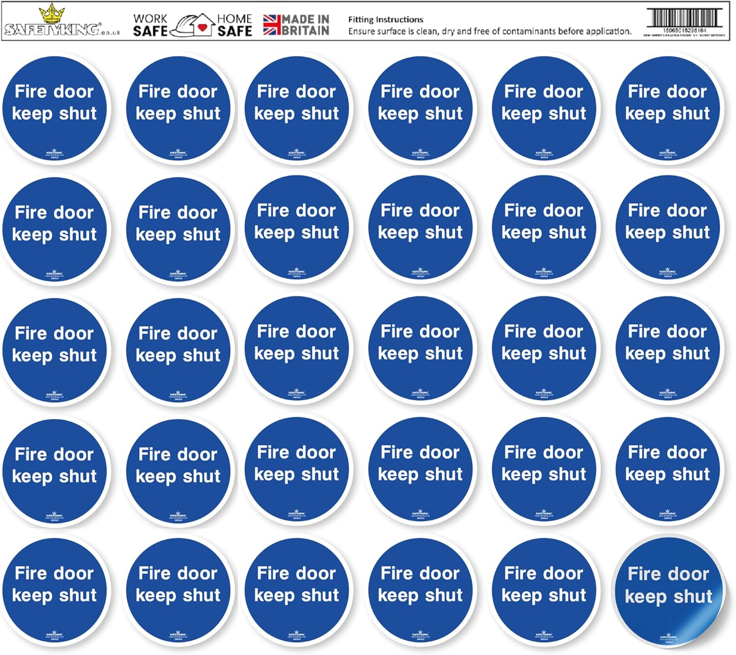 SAFETYKING® 32 x Fire Door Keep Shut Stickers 78mm Diameter | Fire Door ...