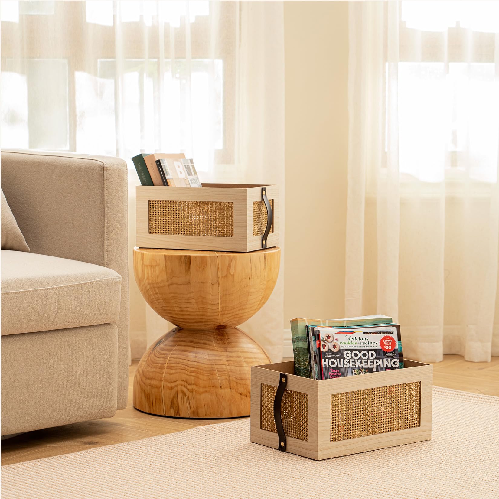 LA JOLIE MUSE Cube Storage Bins Set of 2, Wooden Storage Cubes with ...