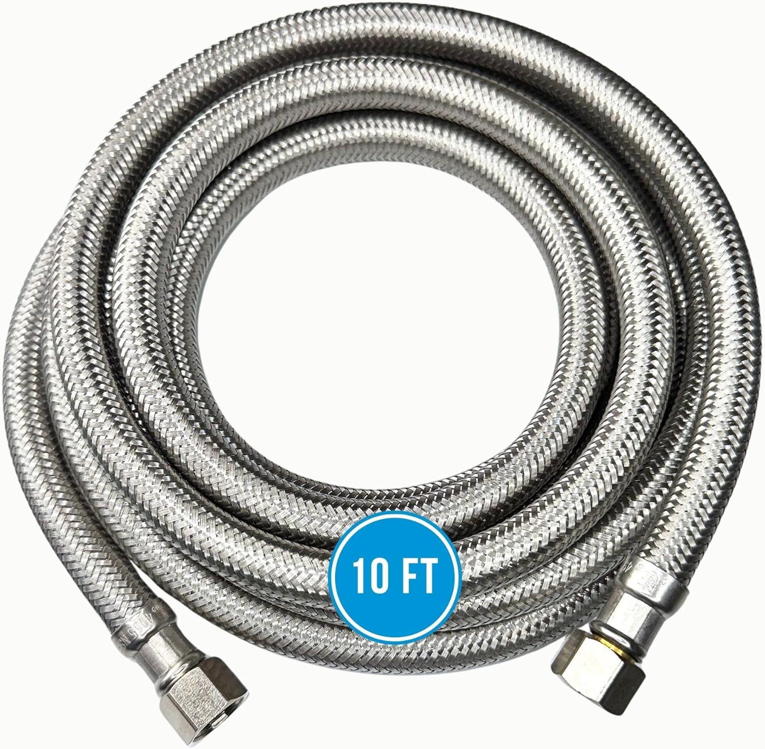 Amazon.com: 10 FT Braided Stainless Steel Water Supply Line Hose - 3/8 ...