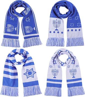 Amazon.com: TYUUKL Hanukkah Scarf Chanukah Gifts, 4 Pcs Warm Knitted ...
