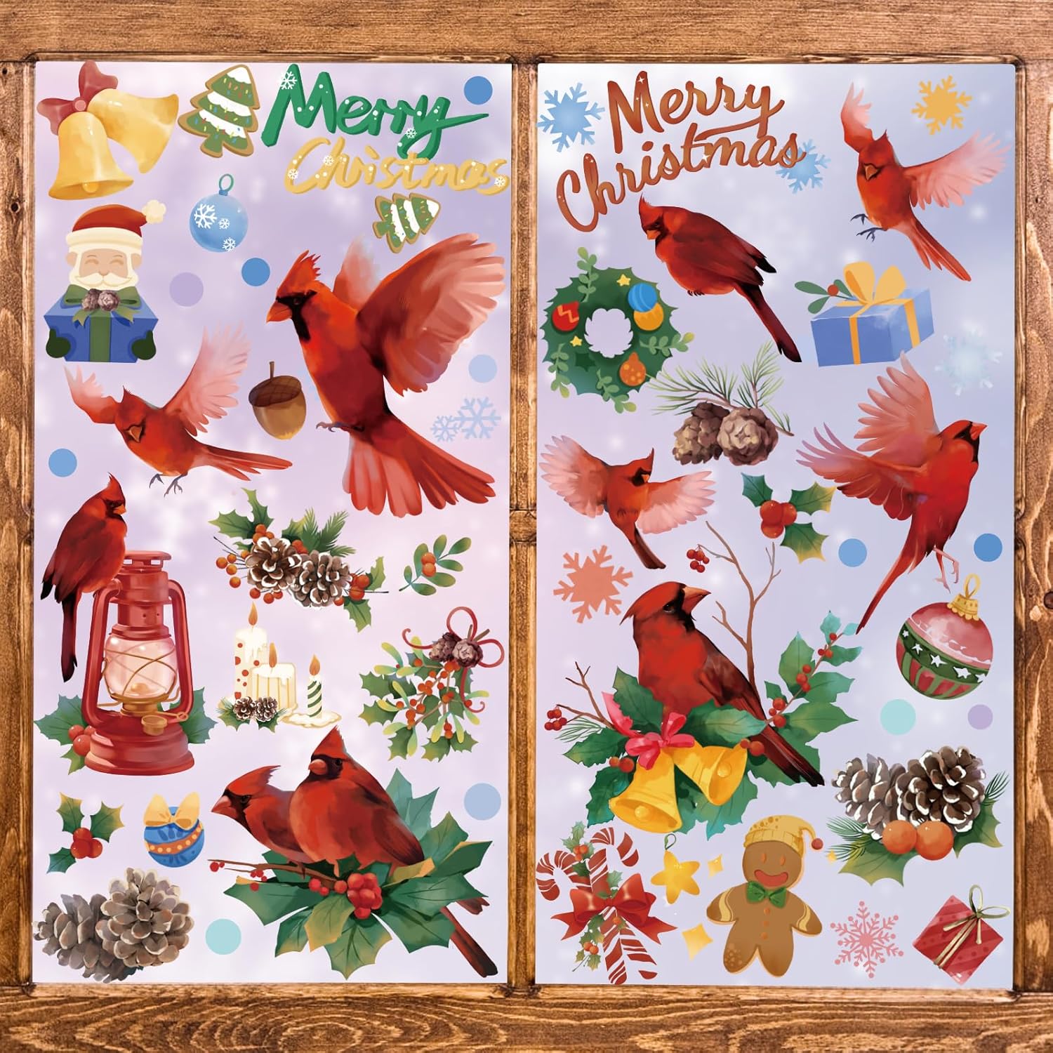 Amazon.com: Benany Christmas Window Clings, Large 8 Sheets Cardinal ...