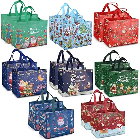 Amazon.com: Whaline 12 Pack Large Christmas Tote Bags with Handles ...