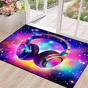 Amazon.com: Galaxy Game Area Rug Music Headphone Rugs Colorful Throw ...